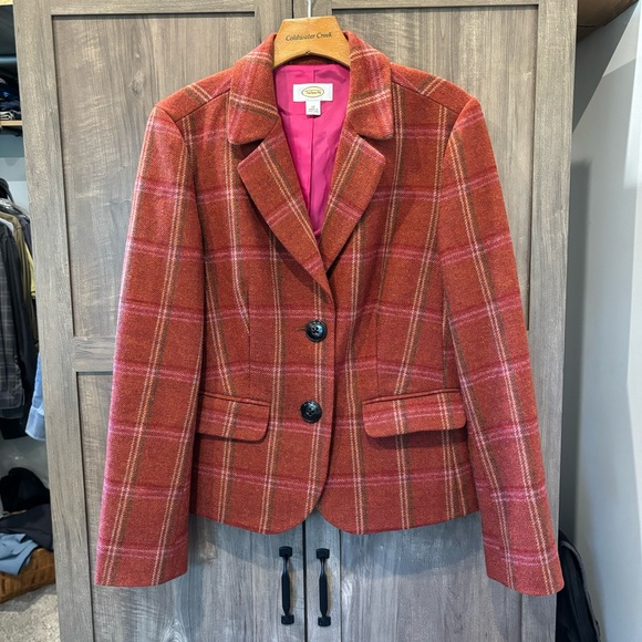 Talbots | Jackets & Coats | Talbots 2 Orange Plaid Wool Peplum ...